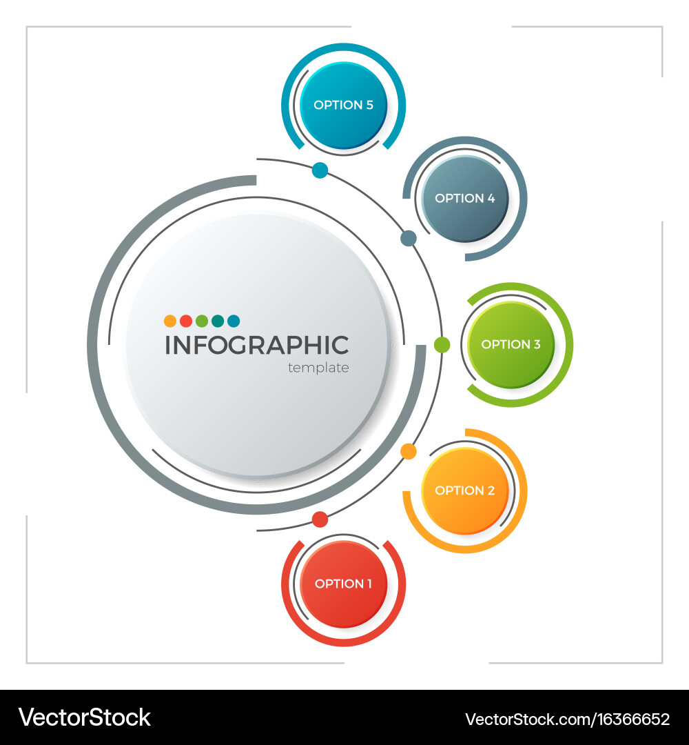 Circle chart infographic template with 5 options Vector Image