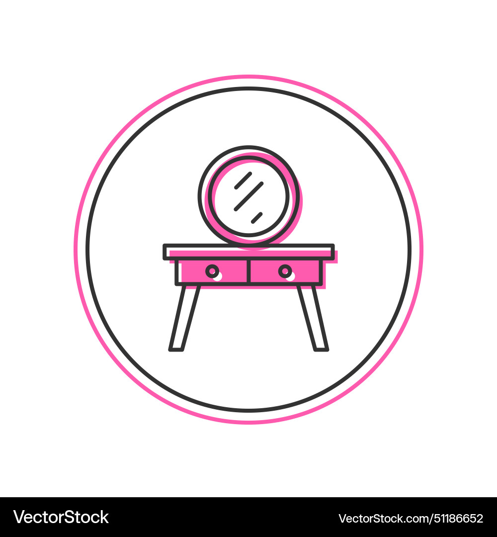 Filled outline dressing table icon isolated Vector Image