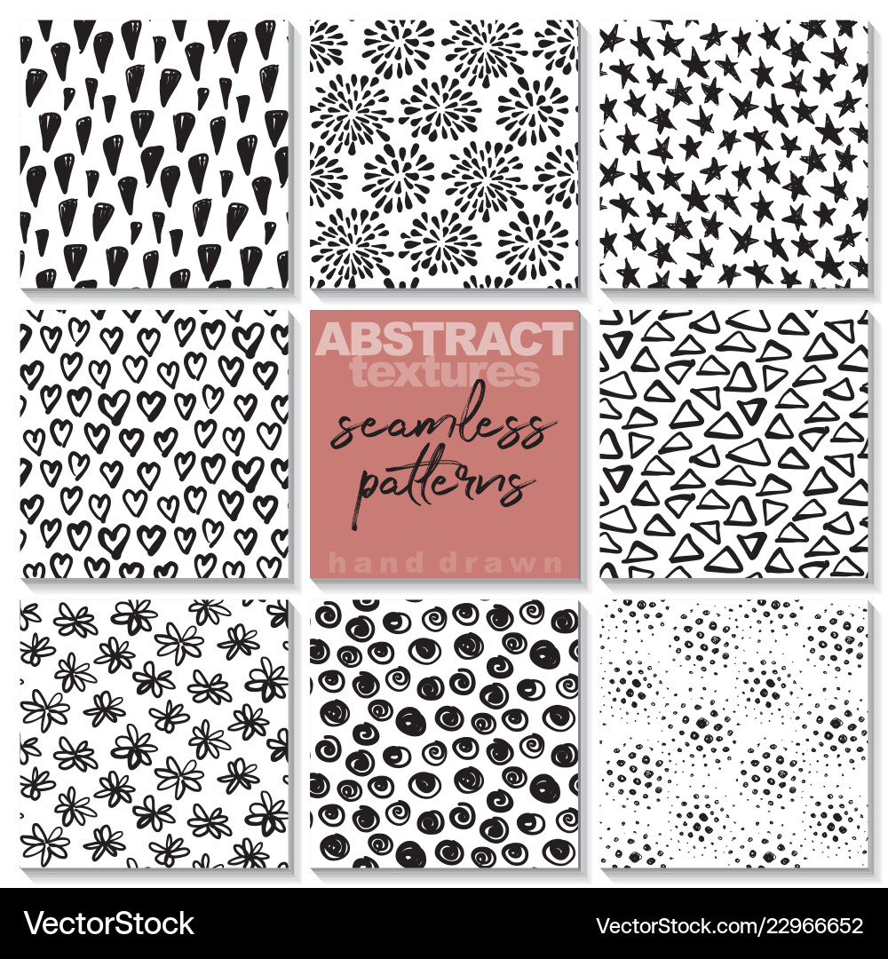 Hand Drawn Ink Patterns - Seamless Royalty Free Vector Image