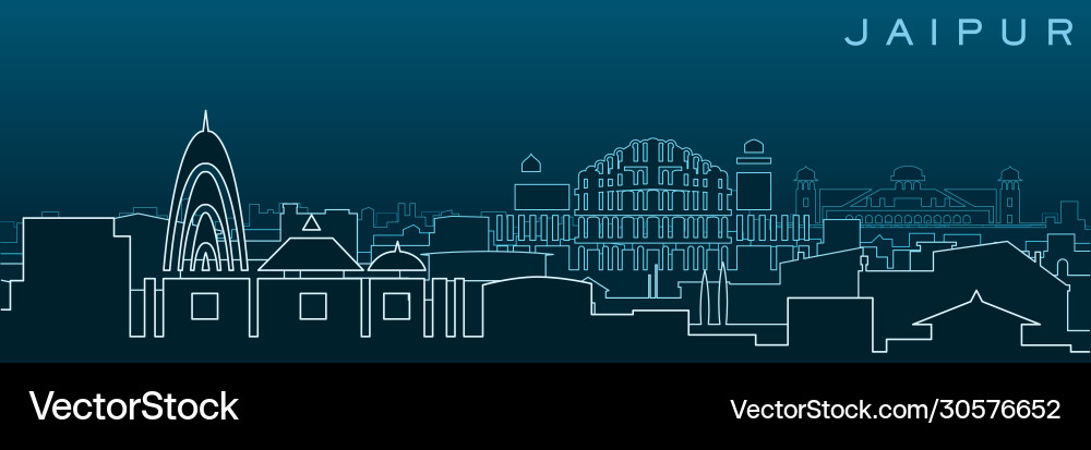 Jaipur multiple lines skyline and landmarks Vector Image
