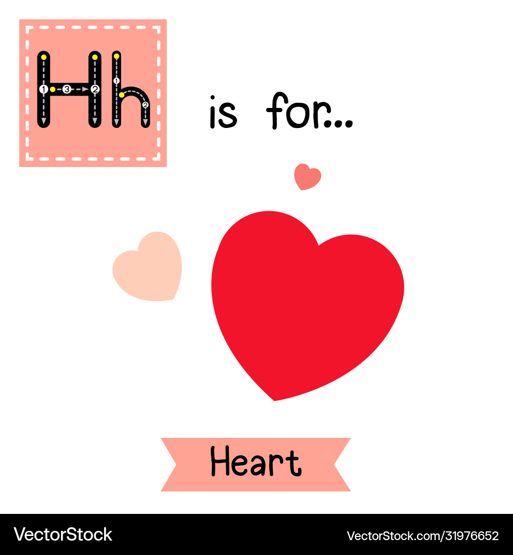 Letter h tracing heart Royalty Free Vector Image