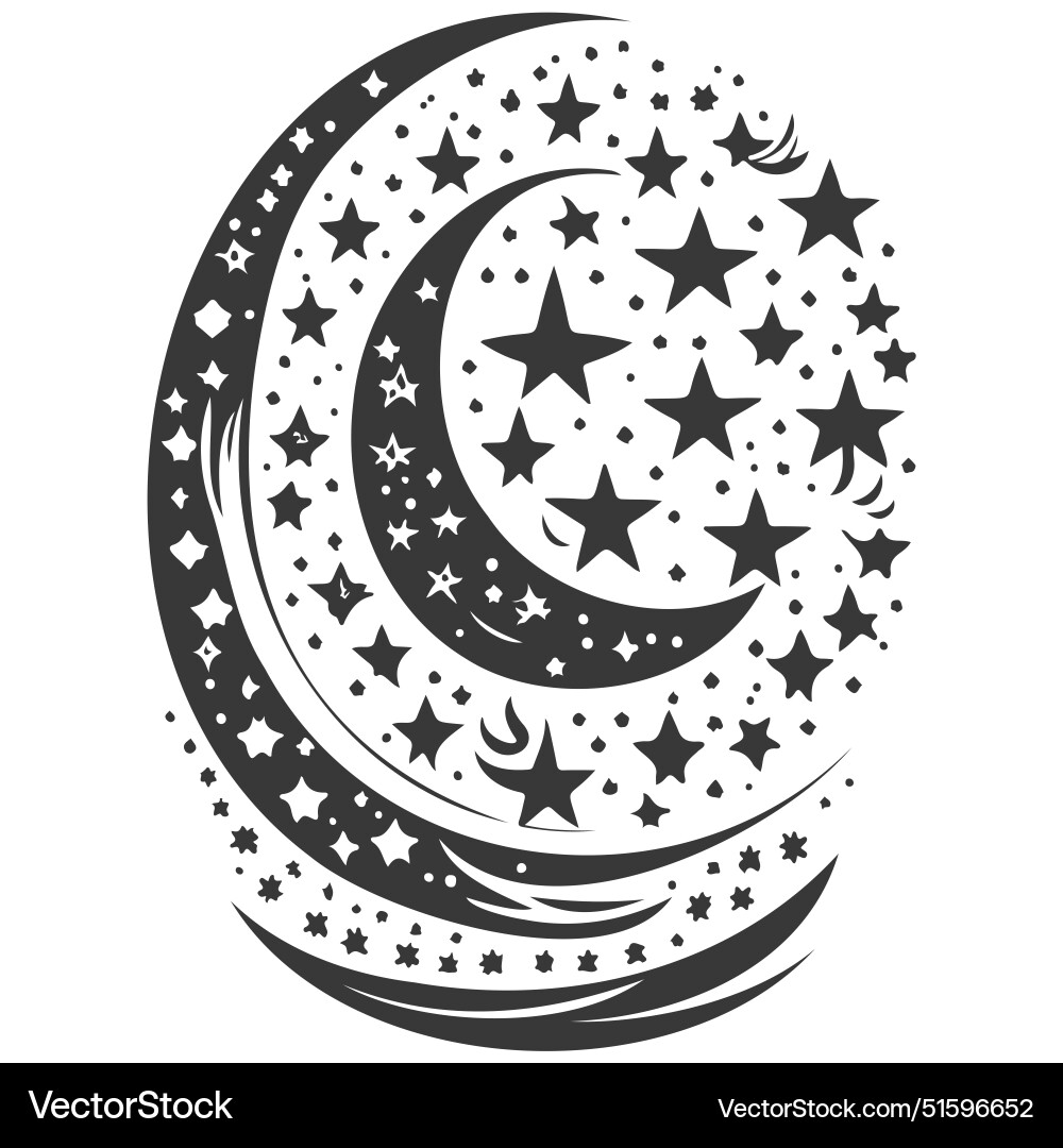 Moon star ramadan arabic islamic grey Royalty Free Vector