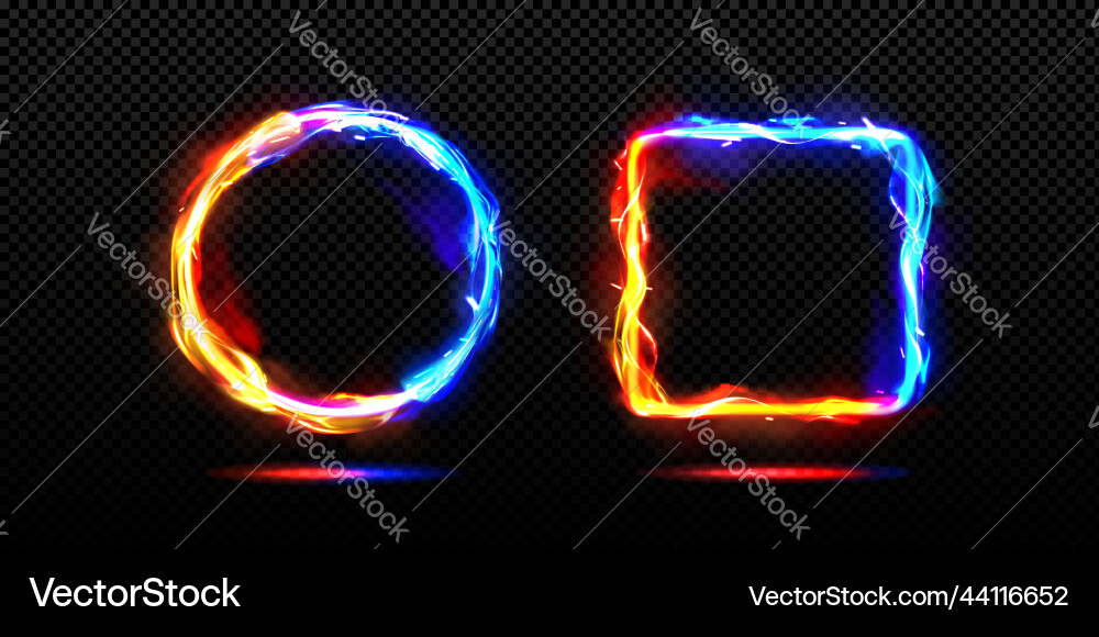 Neon Flame and Ice Energy Frames Royalty Free Vector Image