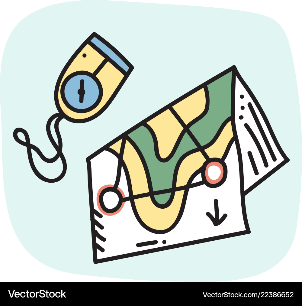 Orienteering Map & Compass Royalty Free Vector Image