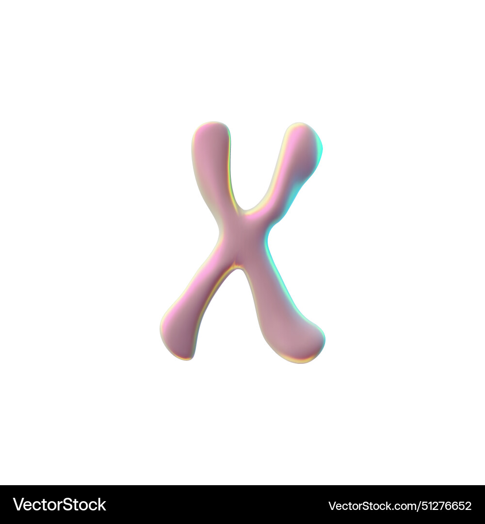 Rainbow pink letter x y2k 3d for design Royalty Free Vector
