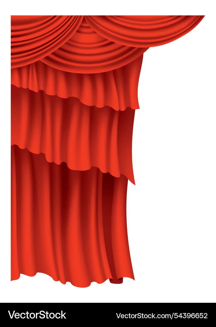 Red curtains realistic theater fabric silk Vector Image