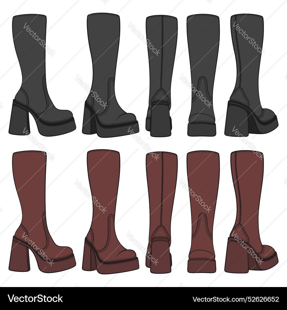 Set of colored retro boots Royalty Free Vector Image