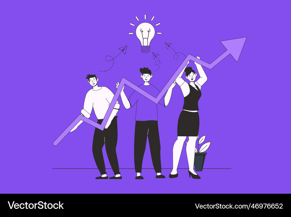 Teamwork im Büro Webkonzept mit Charakter Vektorbild