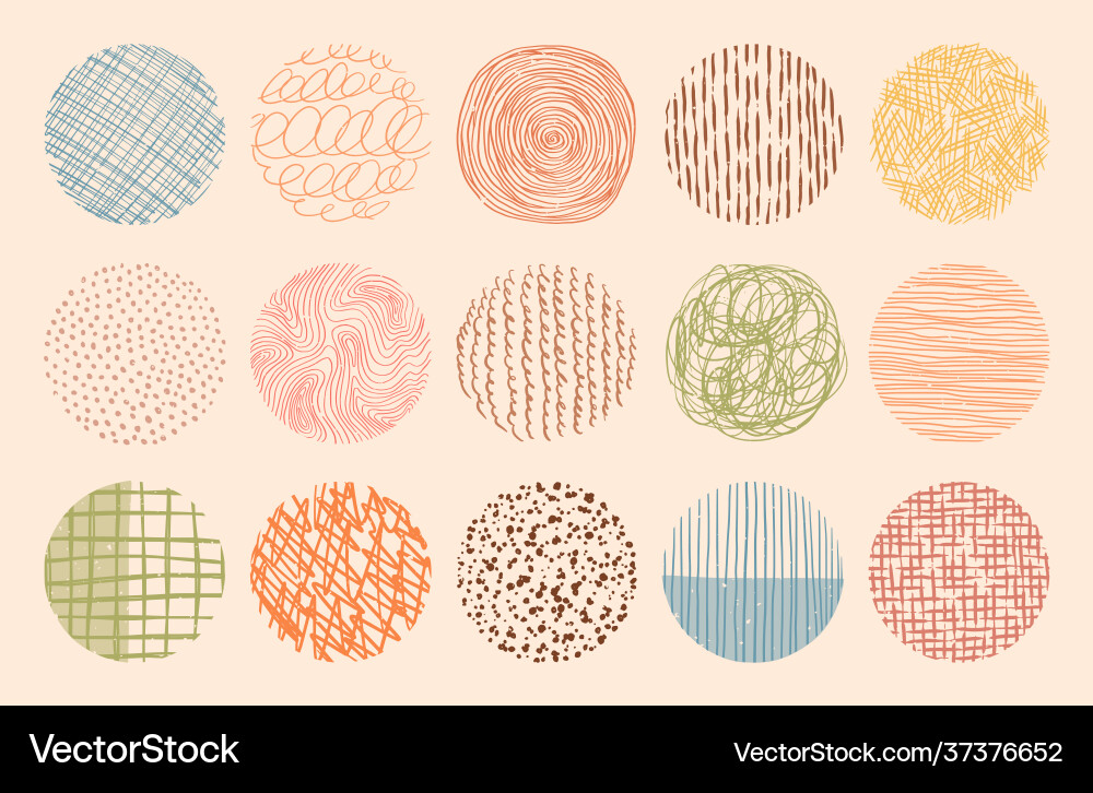 Trendy color circle textures made with ink Vector Image