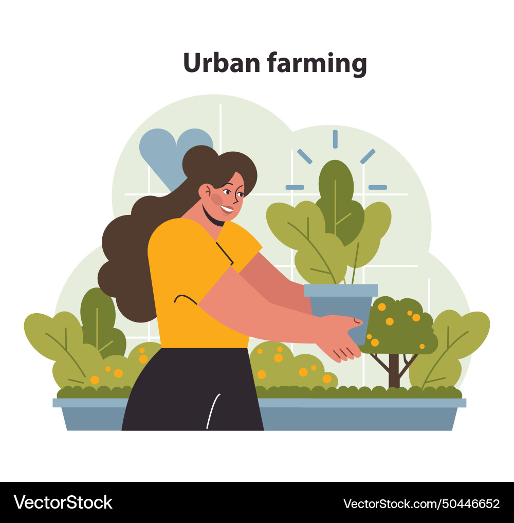 Urban farming concept flat Royalty Free Vector Image