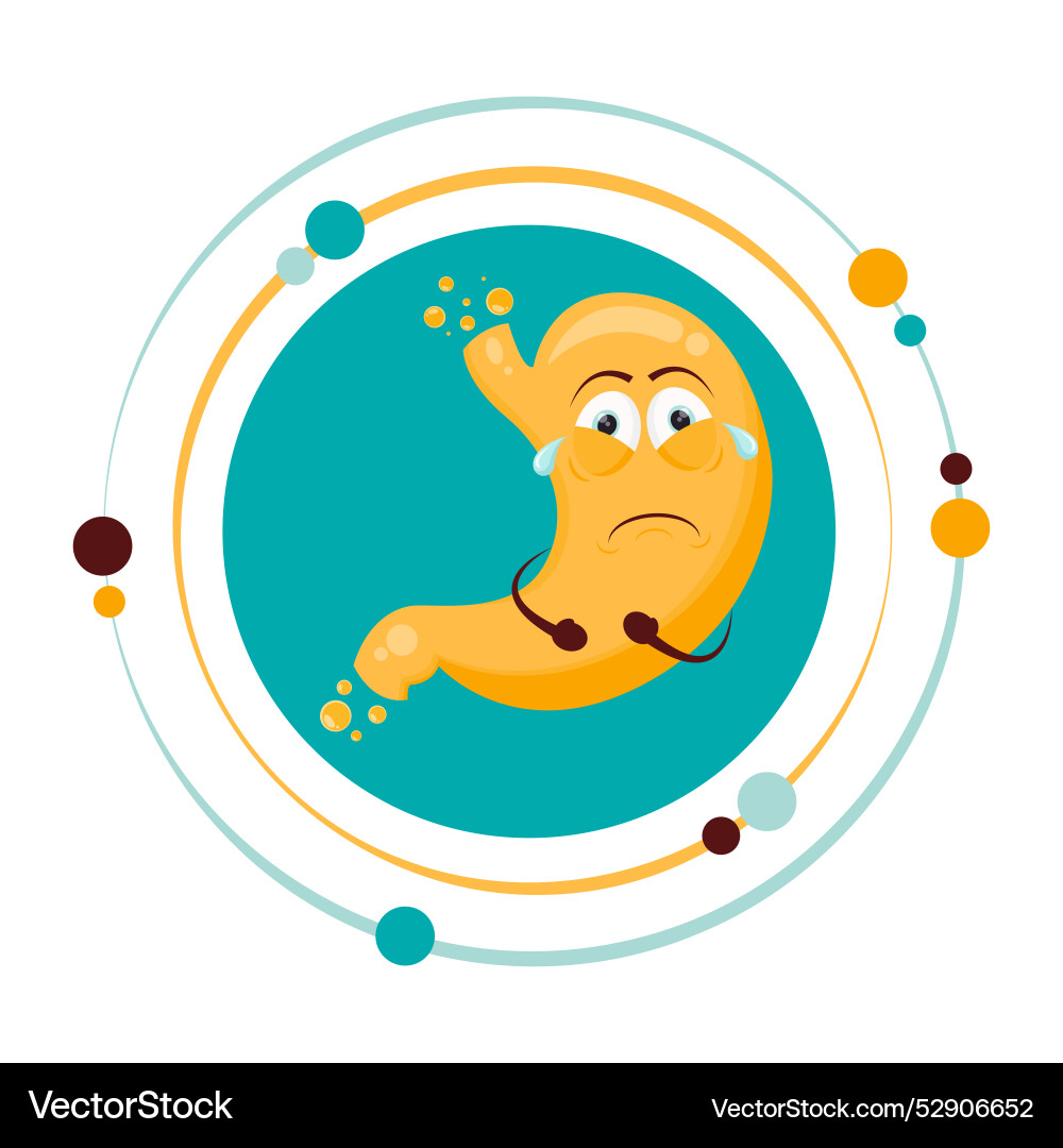 Yellow cartoon stomach icon Royalty Free Vector Image