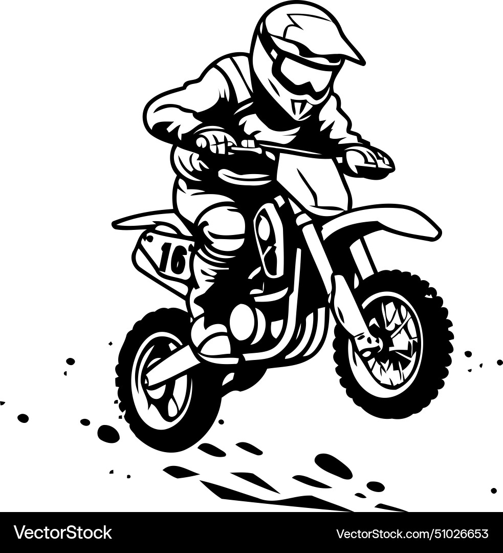 A motorcyclist riding on dirt track Royalty Free Vector