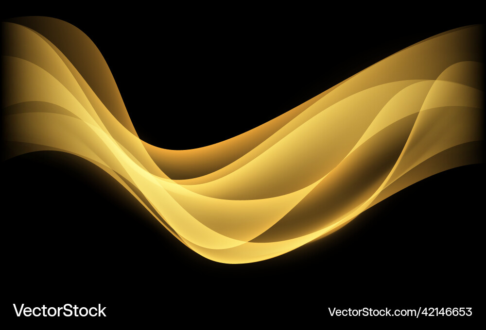 Abstract gold wave curve on black design modern Vector Image