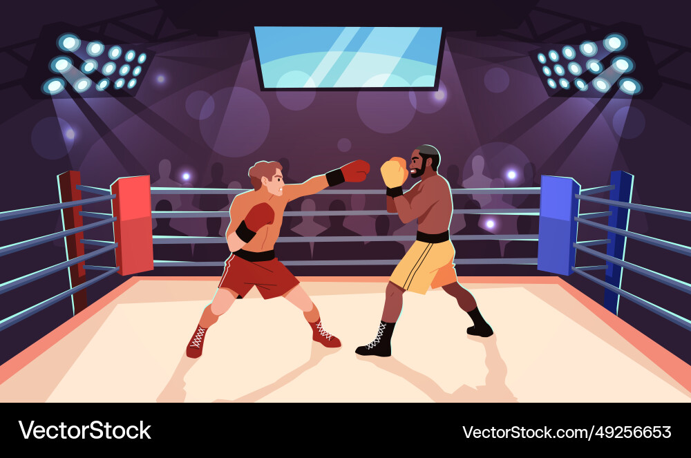 Boxing people fighters characters at ring Vector Image