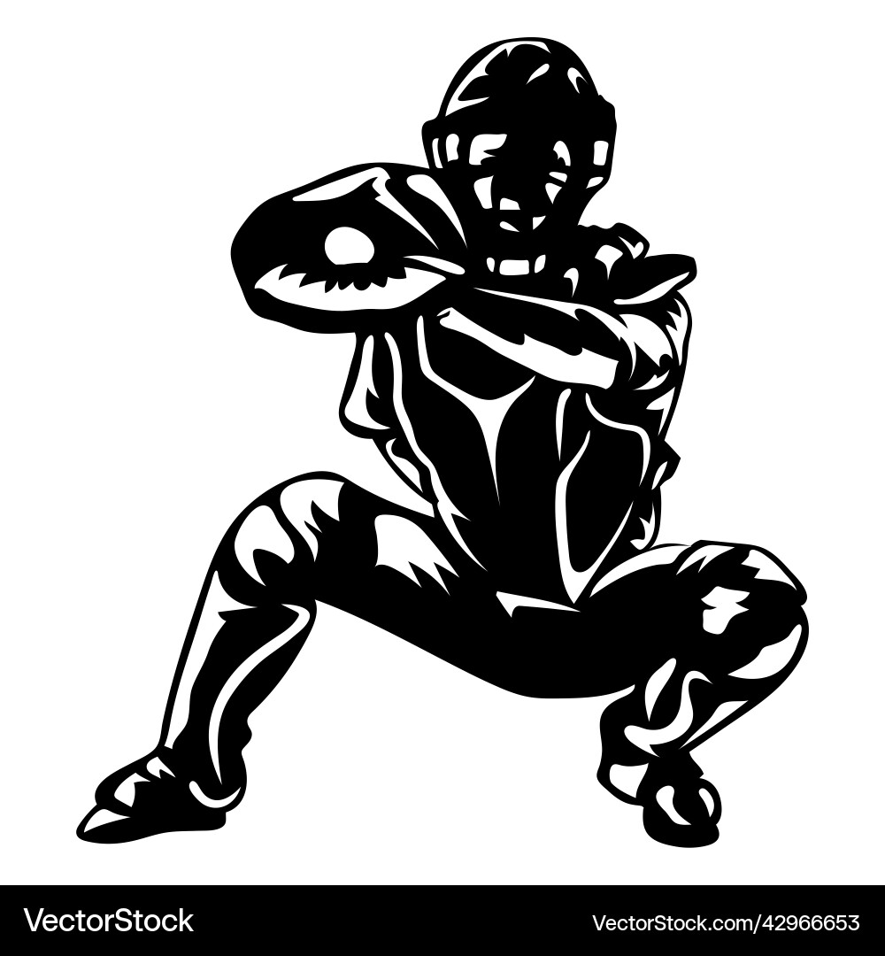 Catcher Baseball Player High Contrast Royalty Free Vector