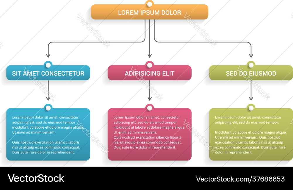 Flowchart Template - 3 Levels Royalty Free Vector Image