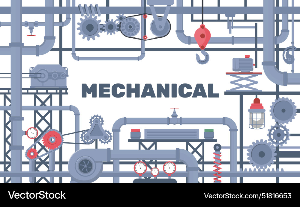 Mechanical frame industrial details steampunk Vector Image