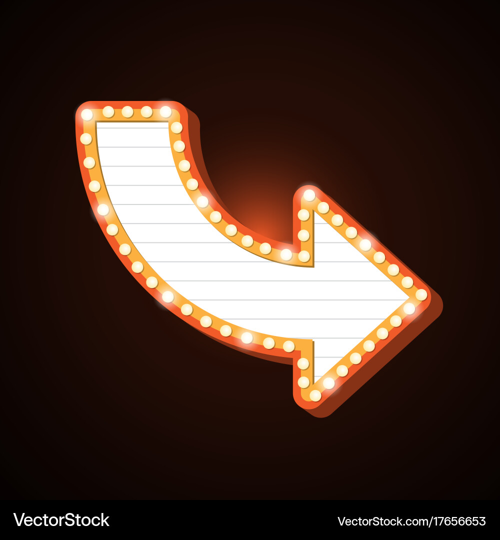 Night club billboard retro arrow light frames Vector Image