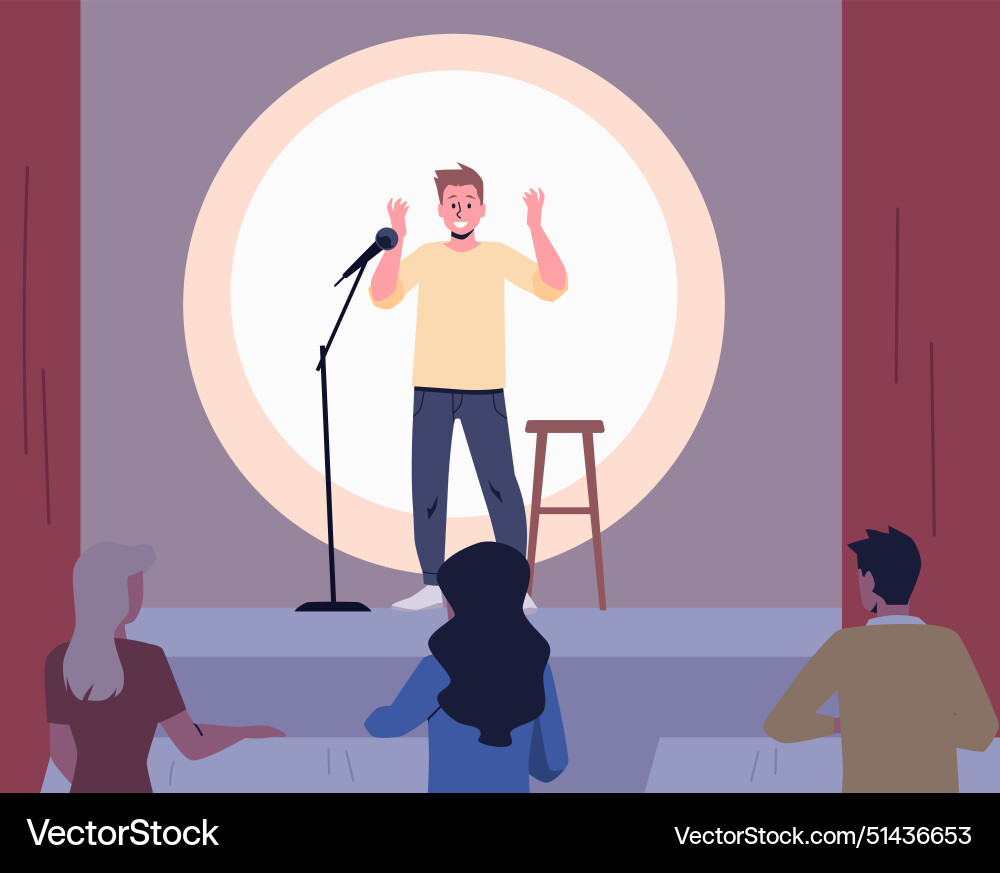 Stand-up comedy show with a comedian character Vector Image