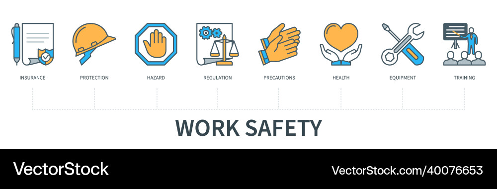 Work safety concept with icons insurance Vector Image