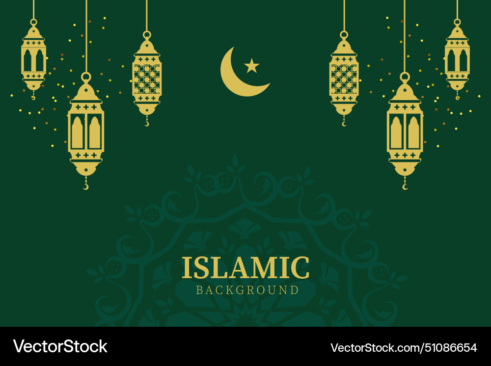 Blank islamic greeting card with lanterns – Free Vector | VectorStock