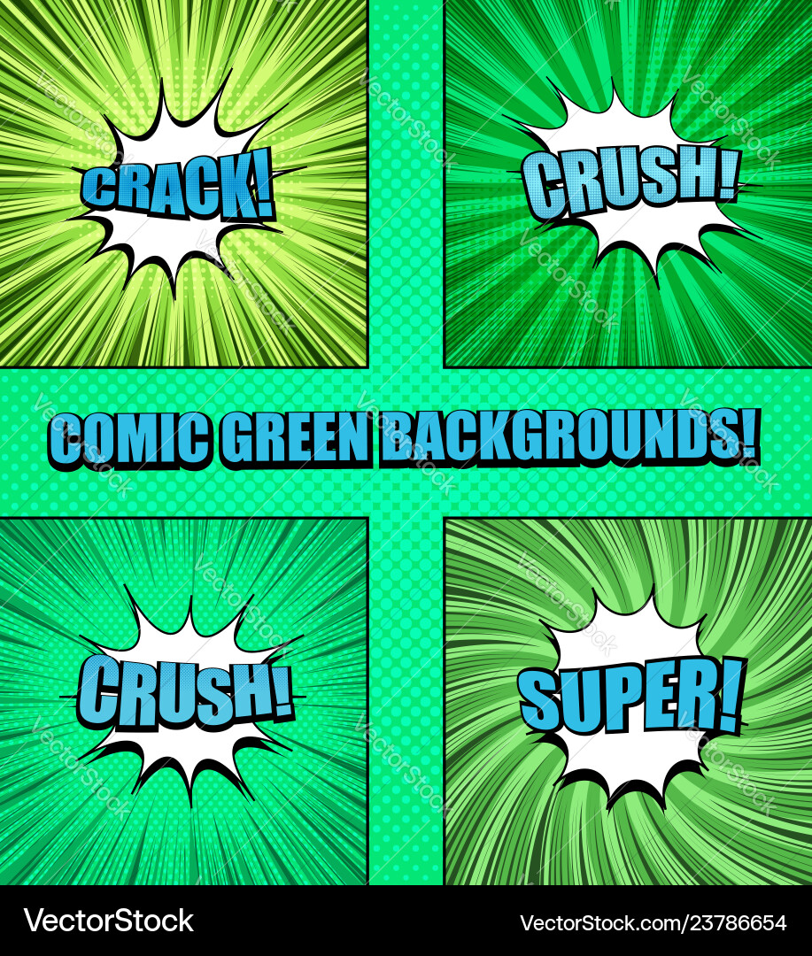 Comic green backgrounds collection Royalty Free Vector Image