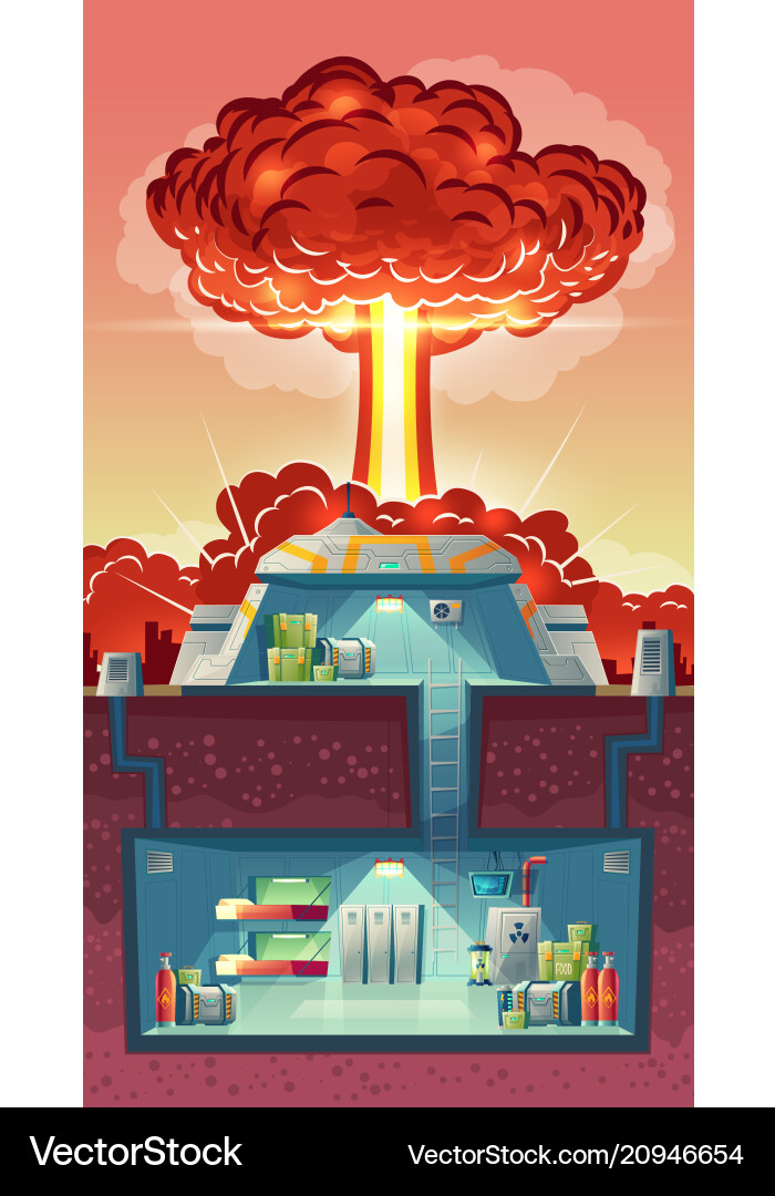 Cross section of nuclear shelter explosion Vector Image