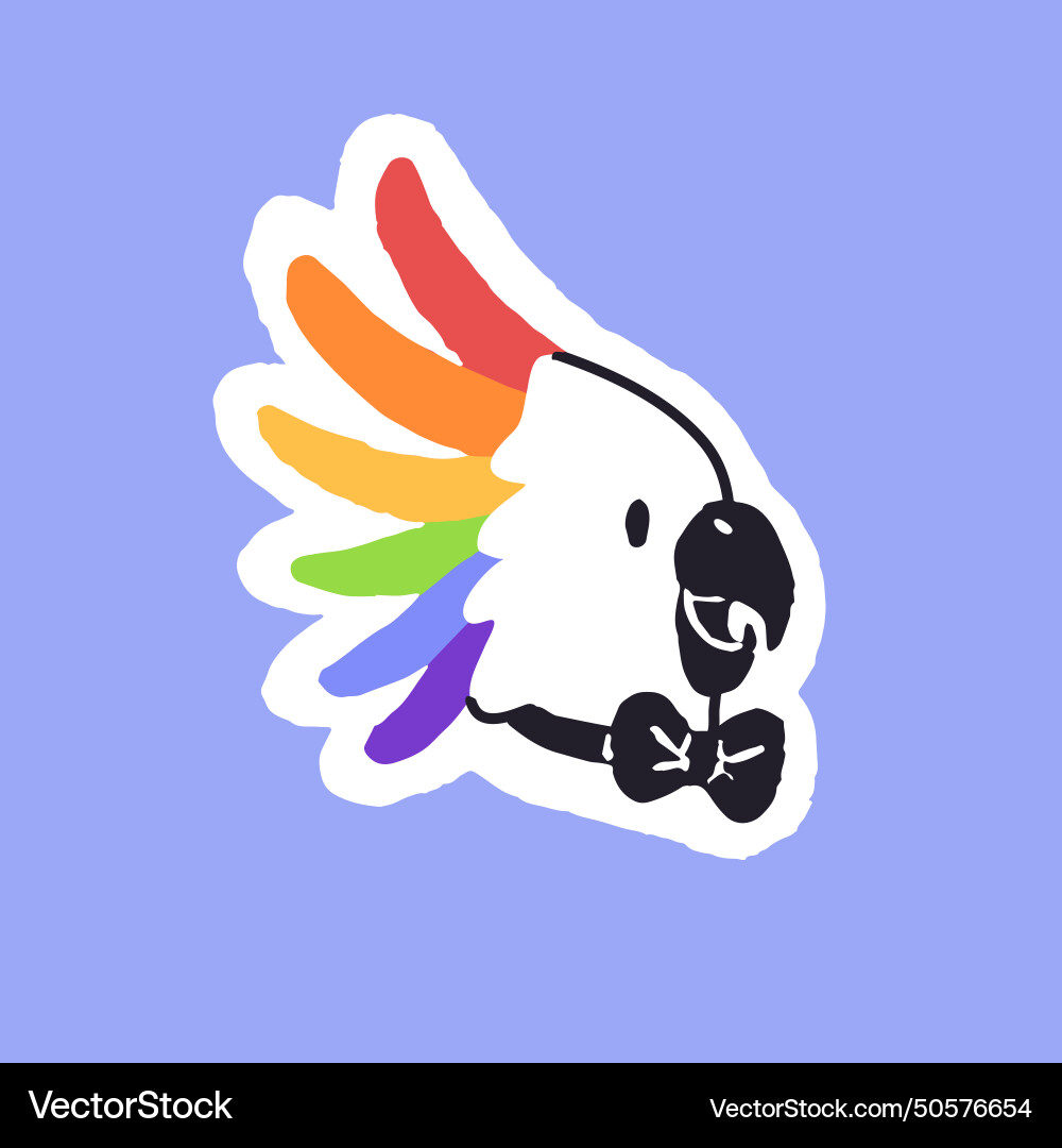 Cute parrot with rainbow fluffed crest feather Vector Image