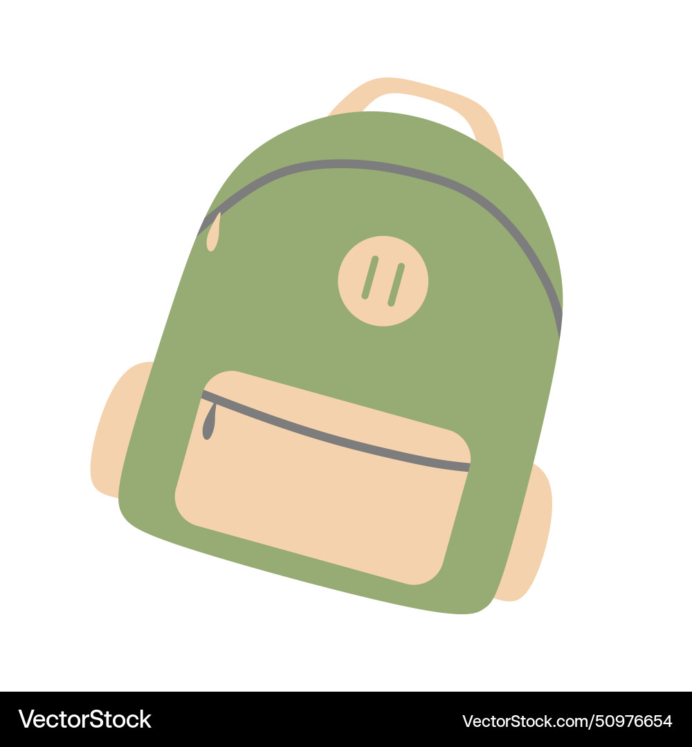Green backpack in simple cartoon style isolated Vector Image
