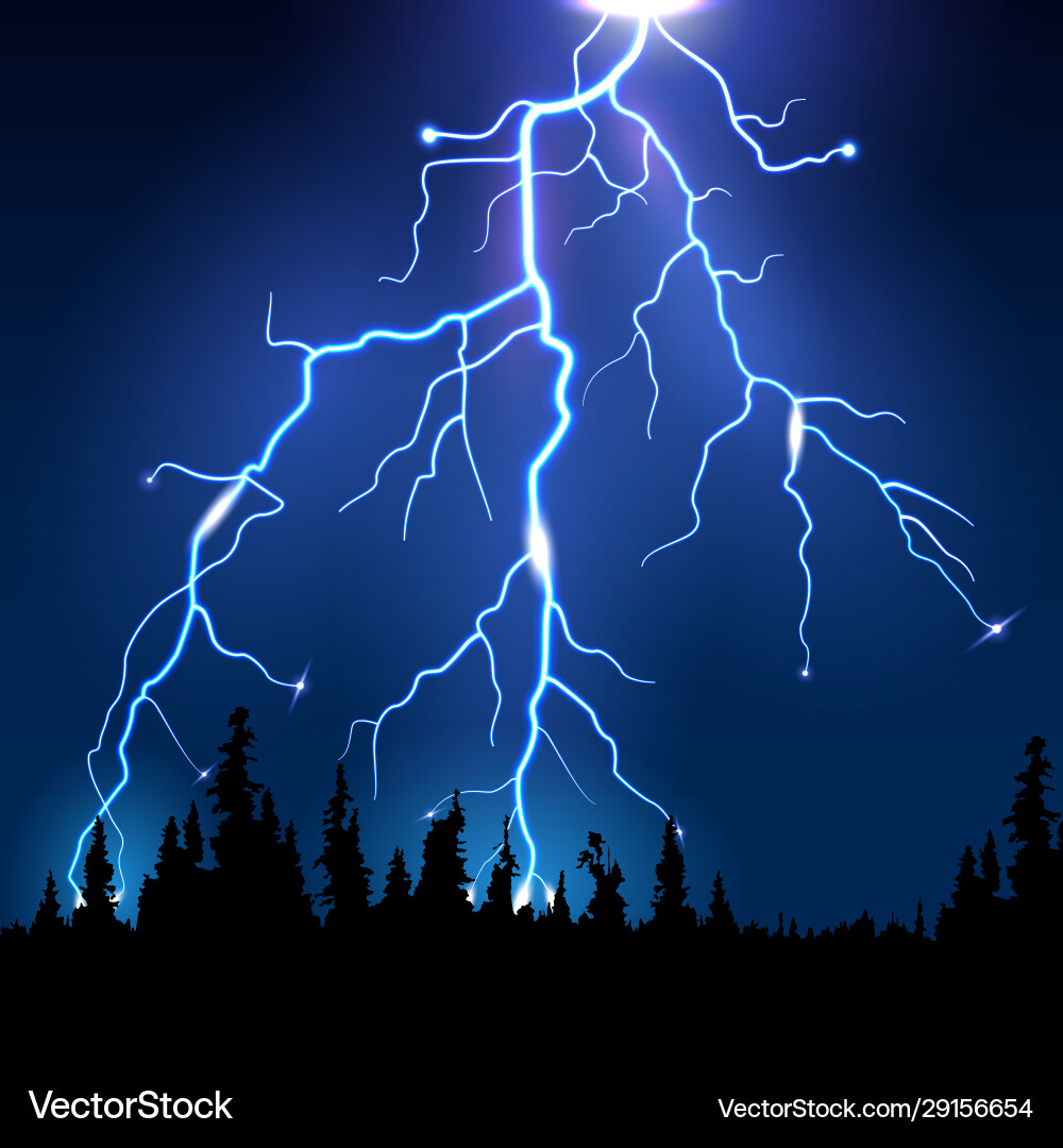 Lightning strike on horizon Royalty Free Vector Image