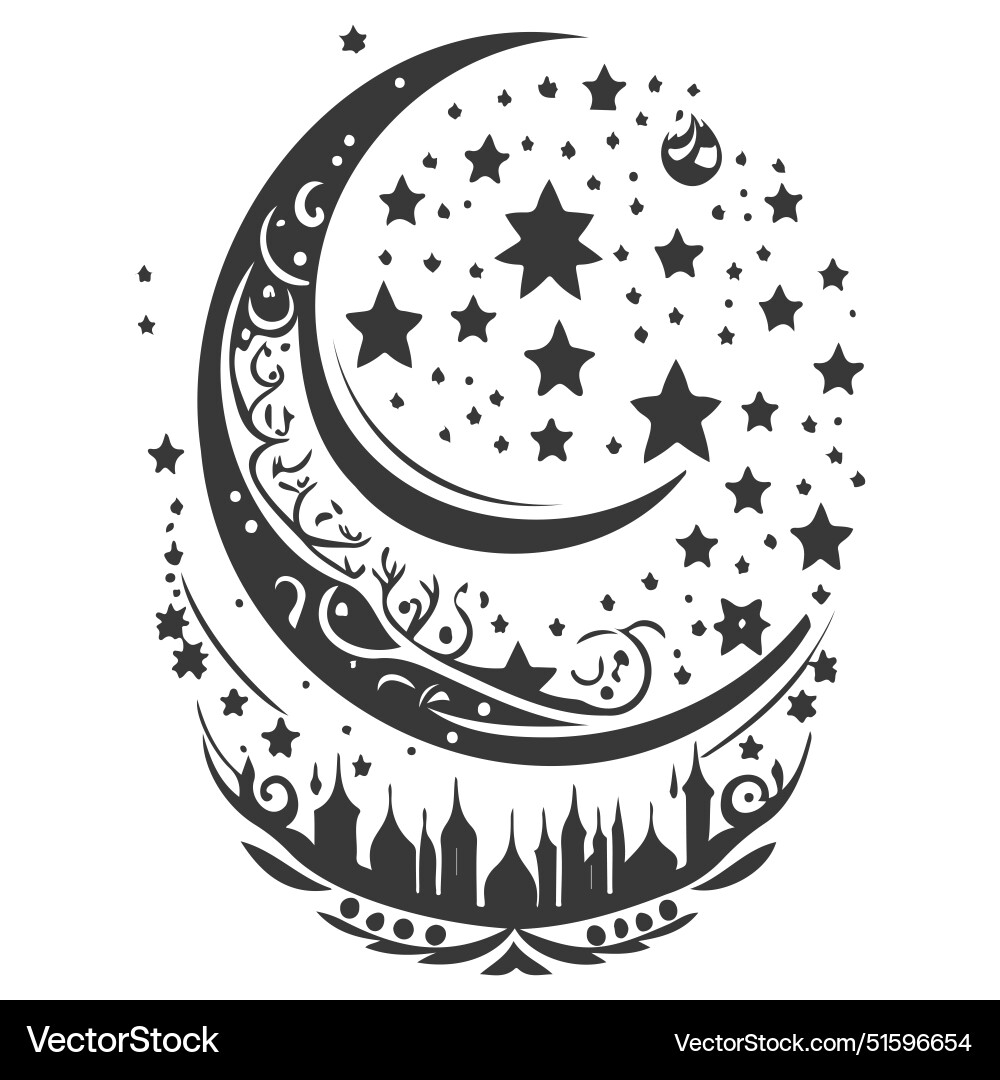 Moon star ramadan arabic islamic grey Royalty Free Vector