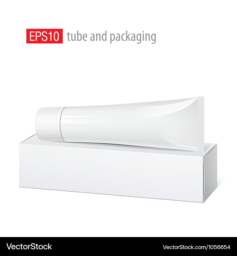 Realistic white tube and packaging Royalty Free Vector Image