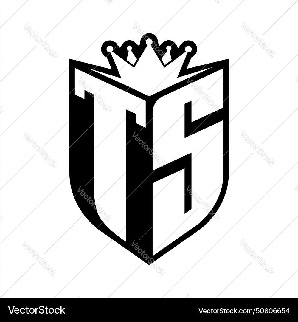 Ts letter bold monogram with shield shape Vector Image