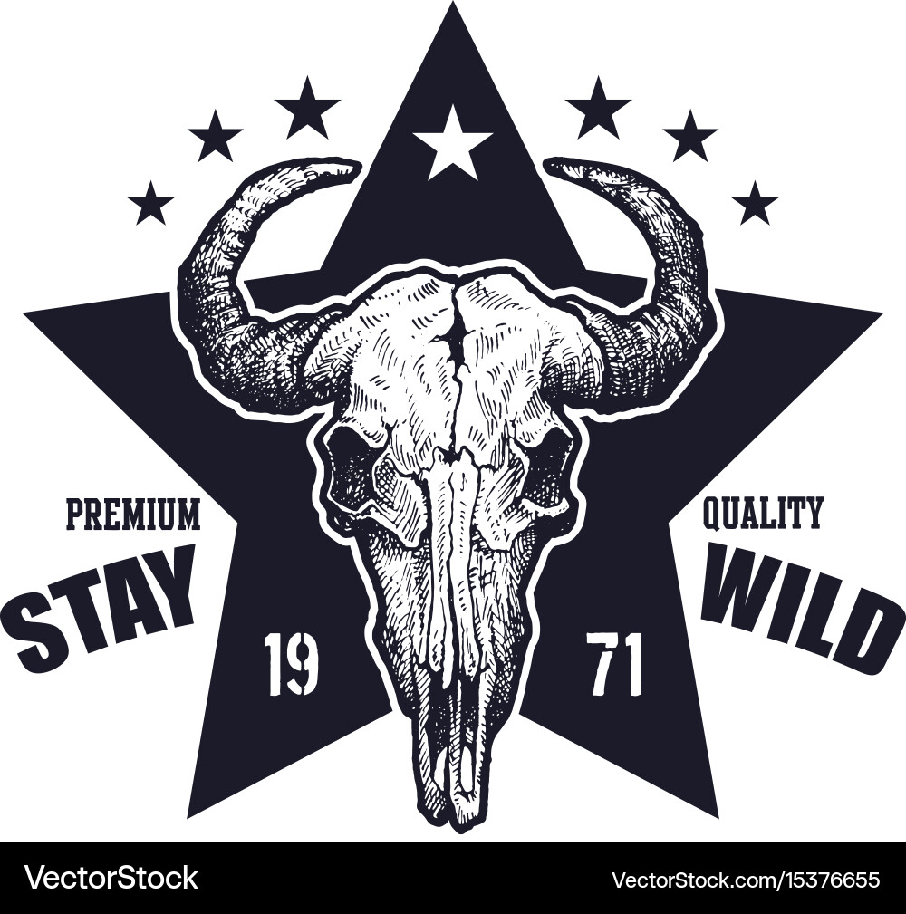 Buffalo skull sketch Royalty Free Vector Image