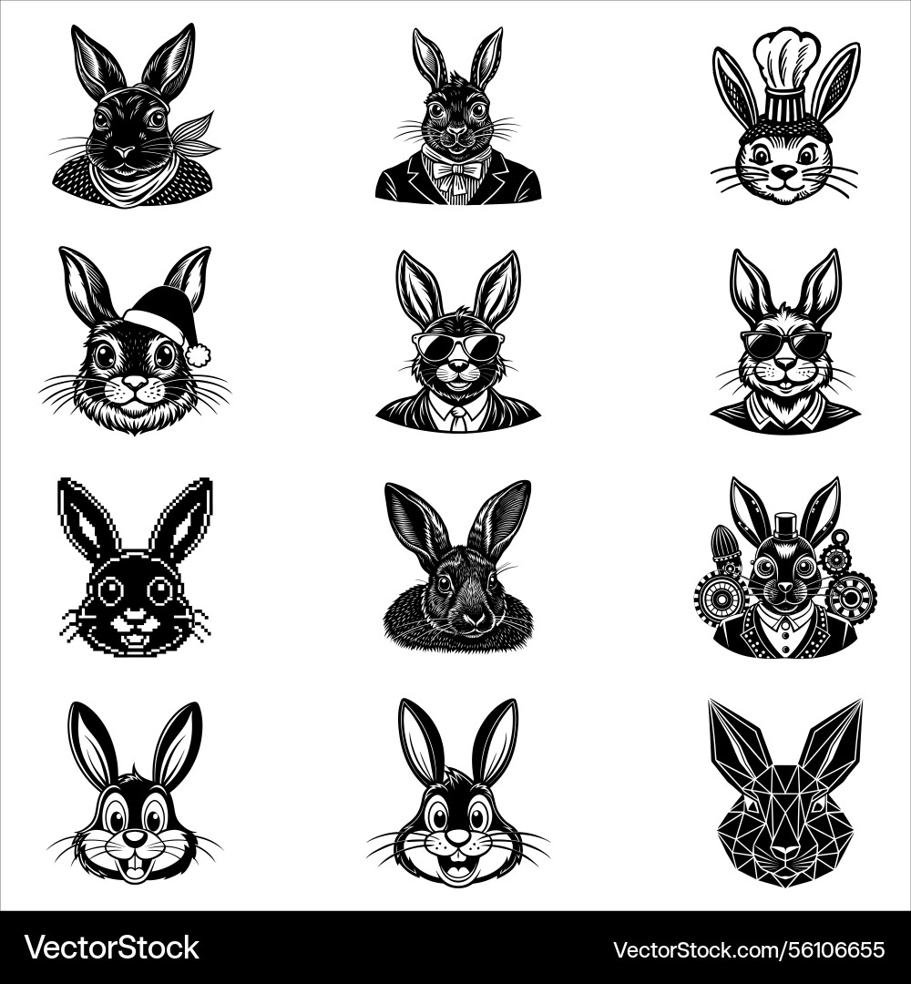 Bunny face Royalty Free Vector Image - VectorStock