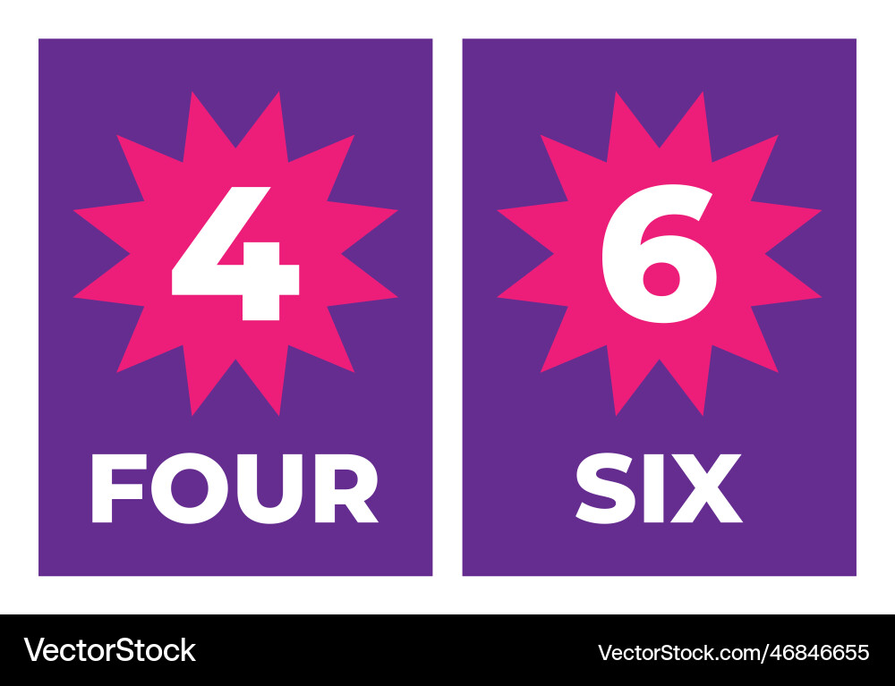 Cricket 4 and 6 cards Royalty Free Vector Image