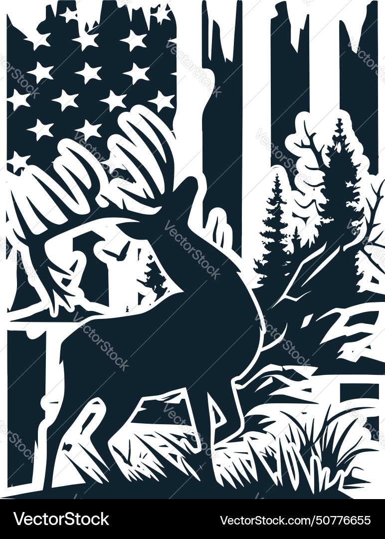 Deer flag svg jag jagd sv Lizenzfreies Vektorbild