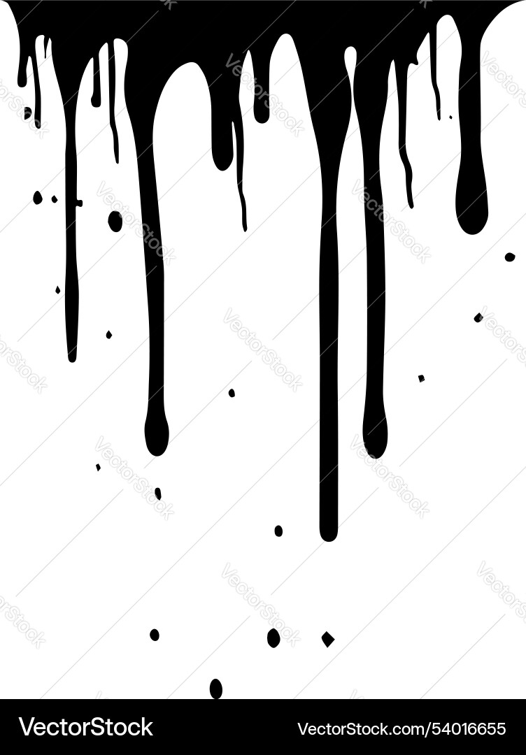 Dripping black paint viscous liquid silhouette Vector Image
