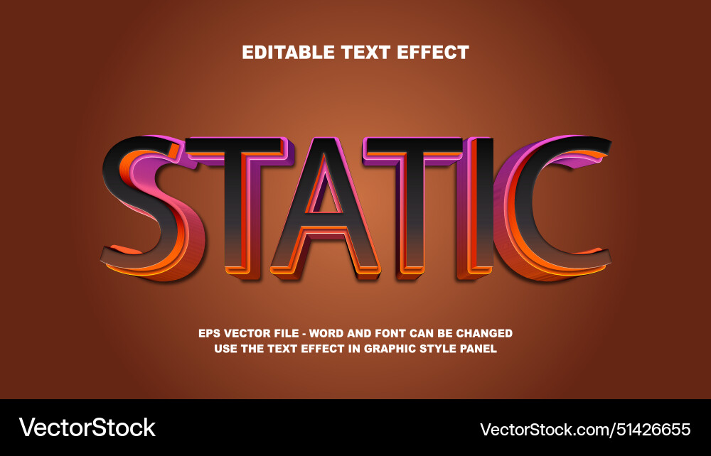 Editable text effect static 3d template Royalty Free Vector
