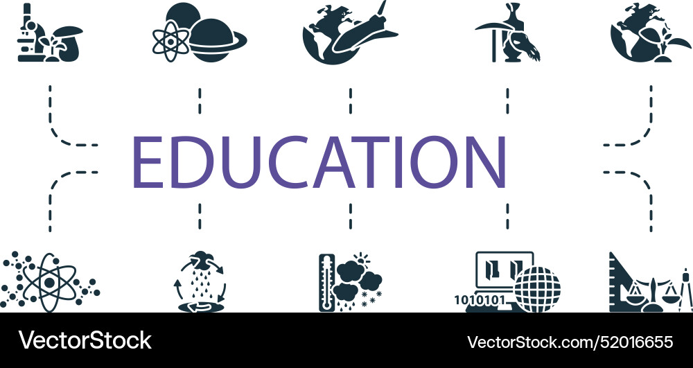 Education icons set creative biology Royalty Free Vector