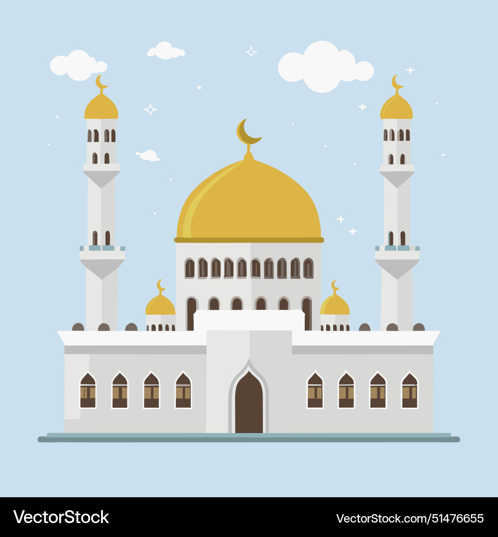 Flat islamic mosque building Royalty Free Vector Image