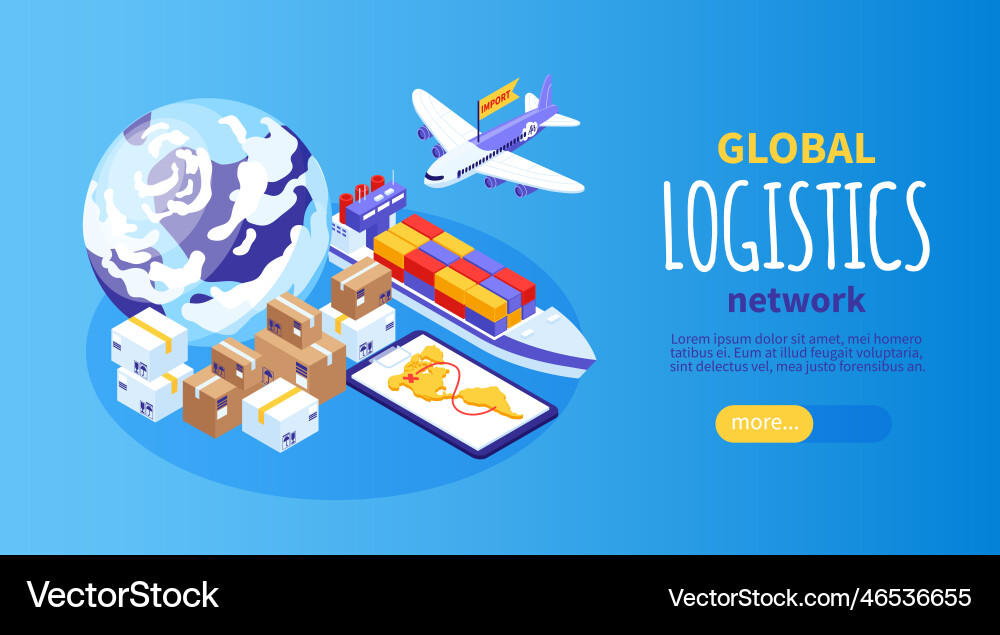 Global logistics horizontal banner Royalty Free Vector Image