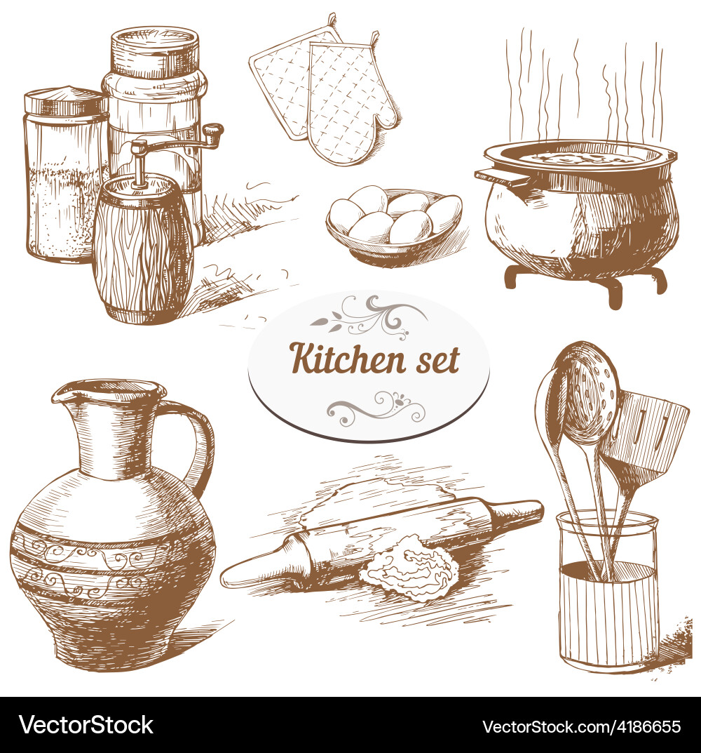 Kitchen set Royalty Free Vector Image - VectorStock