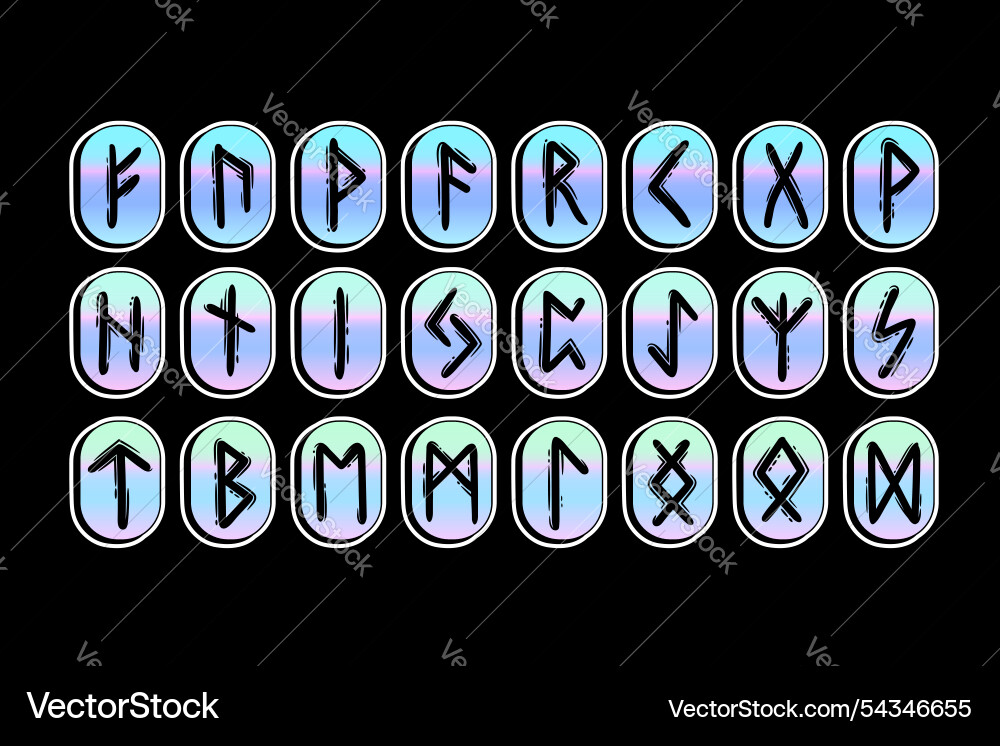 Runic symbols in rectangular frames Royalty Free Vector