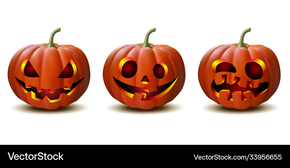 Set halloween pumpkins in with different Vector Image