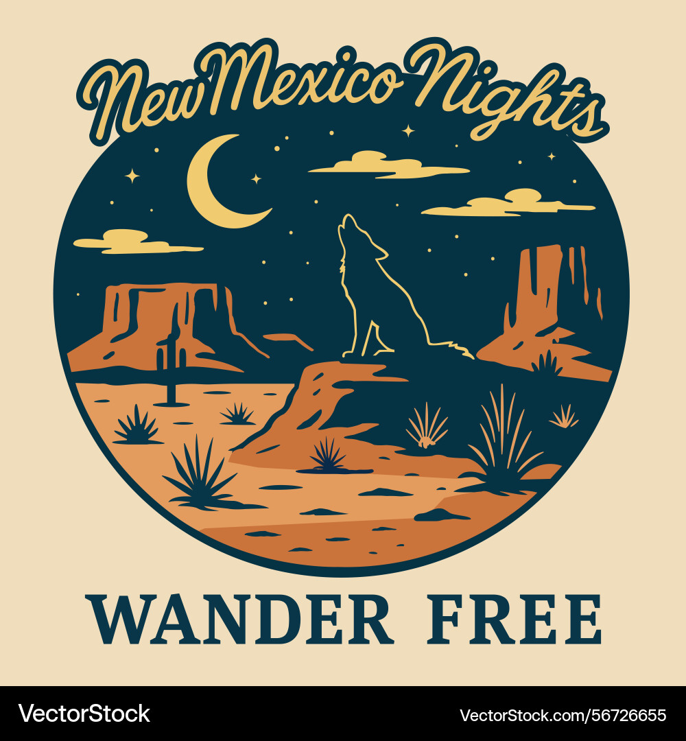 Wander free desert scene with moonlight adventure Vector Image