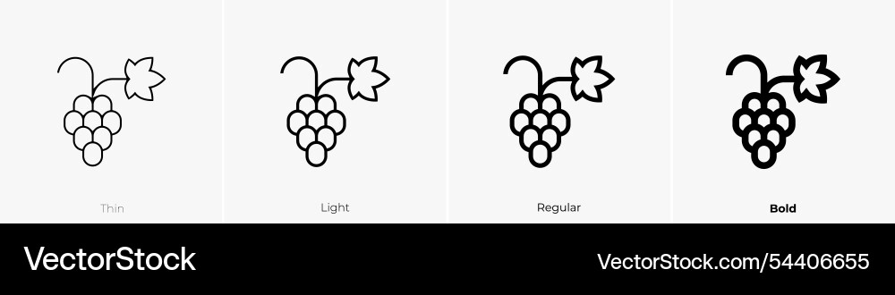 White grapes icon thin light regular and bold Vector Image