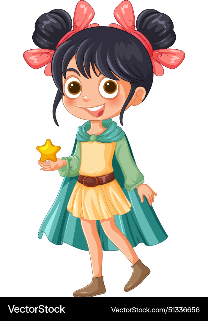 A happy girl with star Royalty Free Vector Image