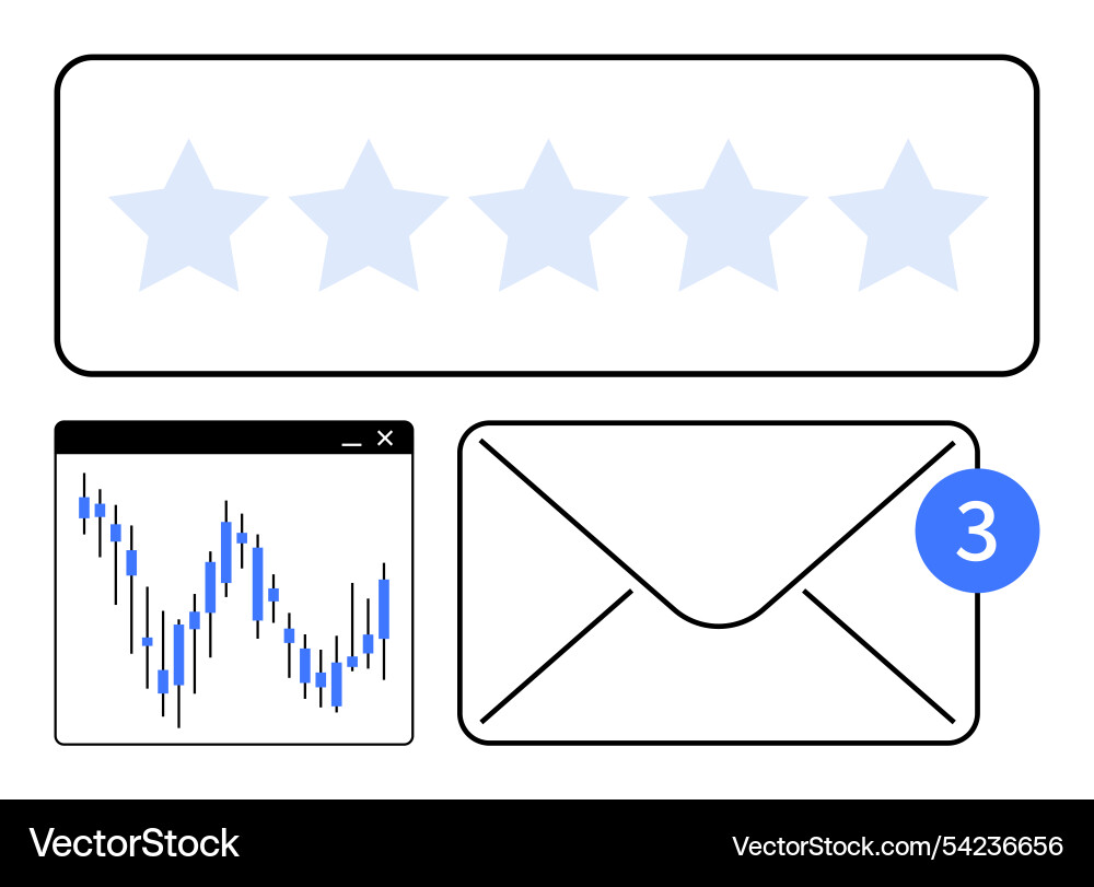 Customer feedback stock market chart and email Vector Image