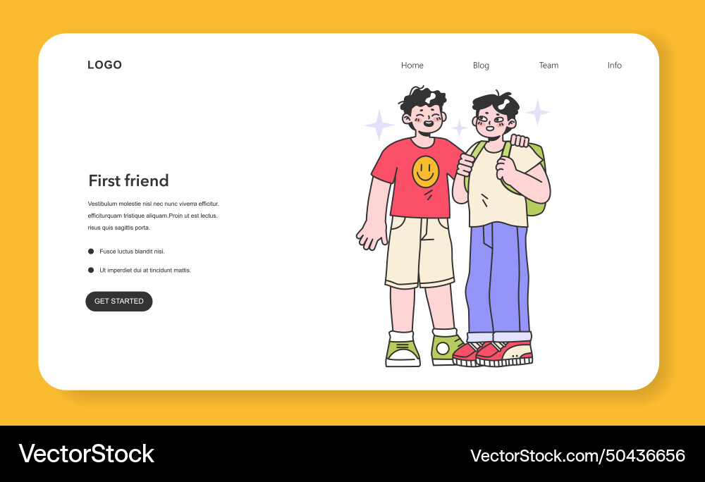 First friend web banner or landing page school Vector Image